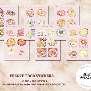 Digital French Food PNG and PDF, Printable French Food Stickers, Print ...
