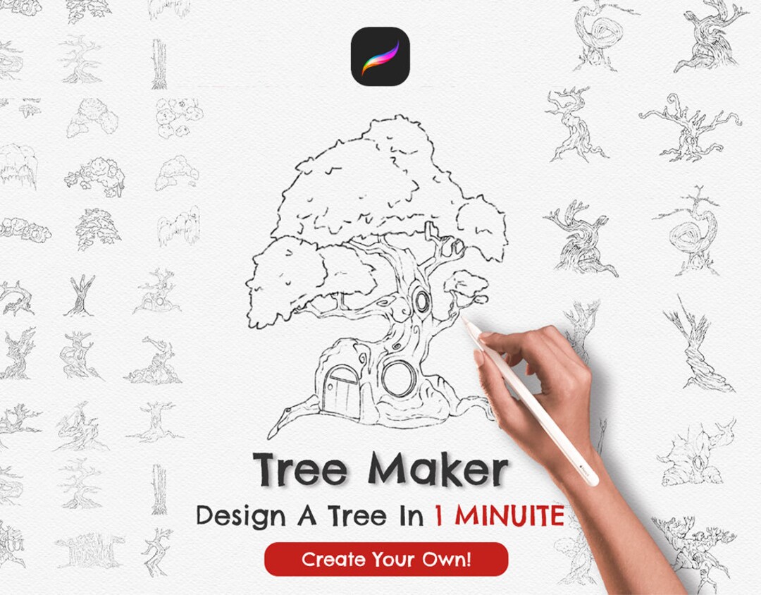 Procreate Tree Brushes, Tree Silhouette Stamp Brush Set, Procreate ...