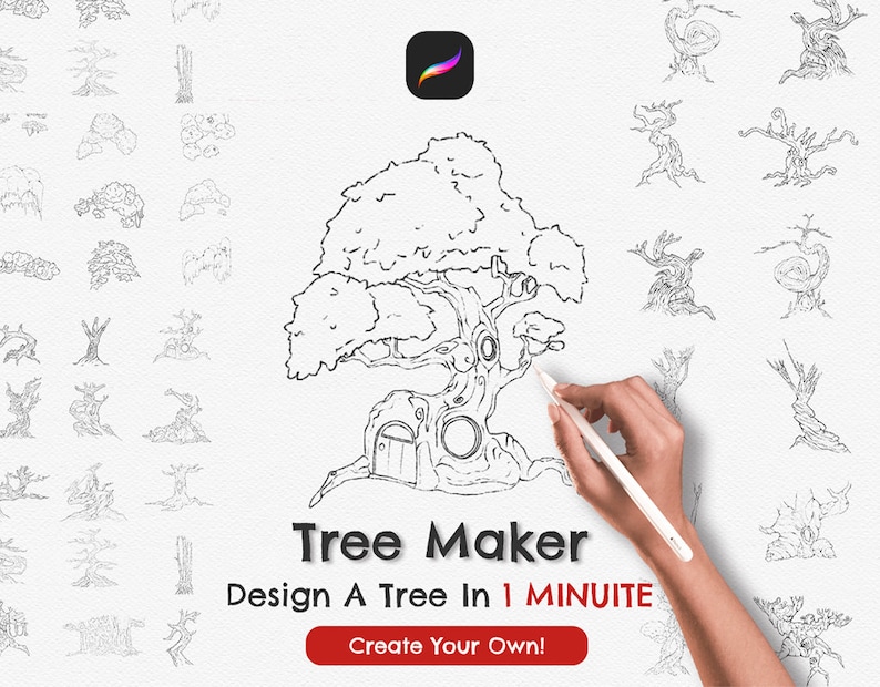 Procreate Tree Brushes, Tree Silhouette Stamp Brush Set, Procreate ...