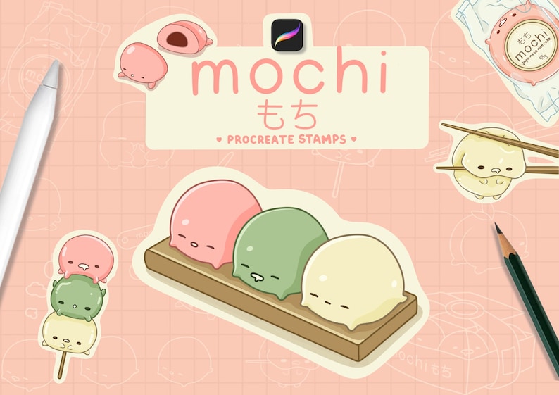Kawaii Mochi Procreate Stamp Brush Set – Cute Japanese Stamps - Etsy