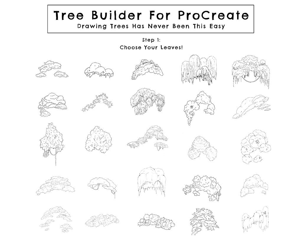 Procreate Tree Brushes, Tree Silhouette Stamp Brush Set, Procreate ...