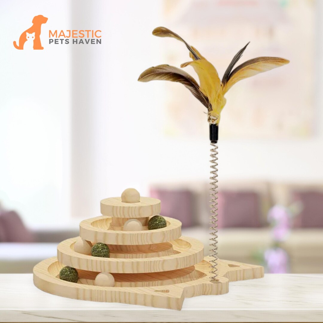 Interactive Wooden Cat Toy, Cat Enrichment Toy, Cat Teaser, Cat Play ...