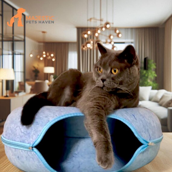 Cat Tunnel Bed Indoor Cats for Cats Cozy Donut Cat Tunnel Warm Kitten Bed Kitten Play Tunnel Felt Pet Cave Highest Quality Kitty House Etsy UK