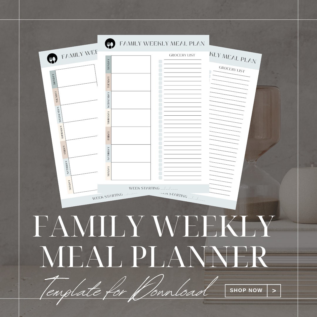 Family Weekly Meal Planner Template - Etsy