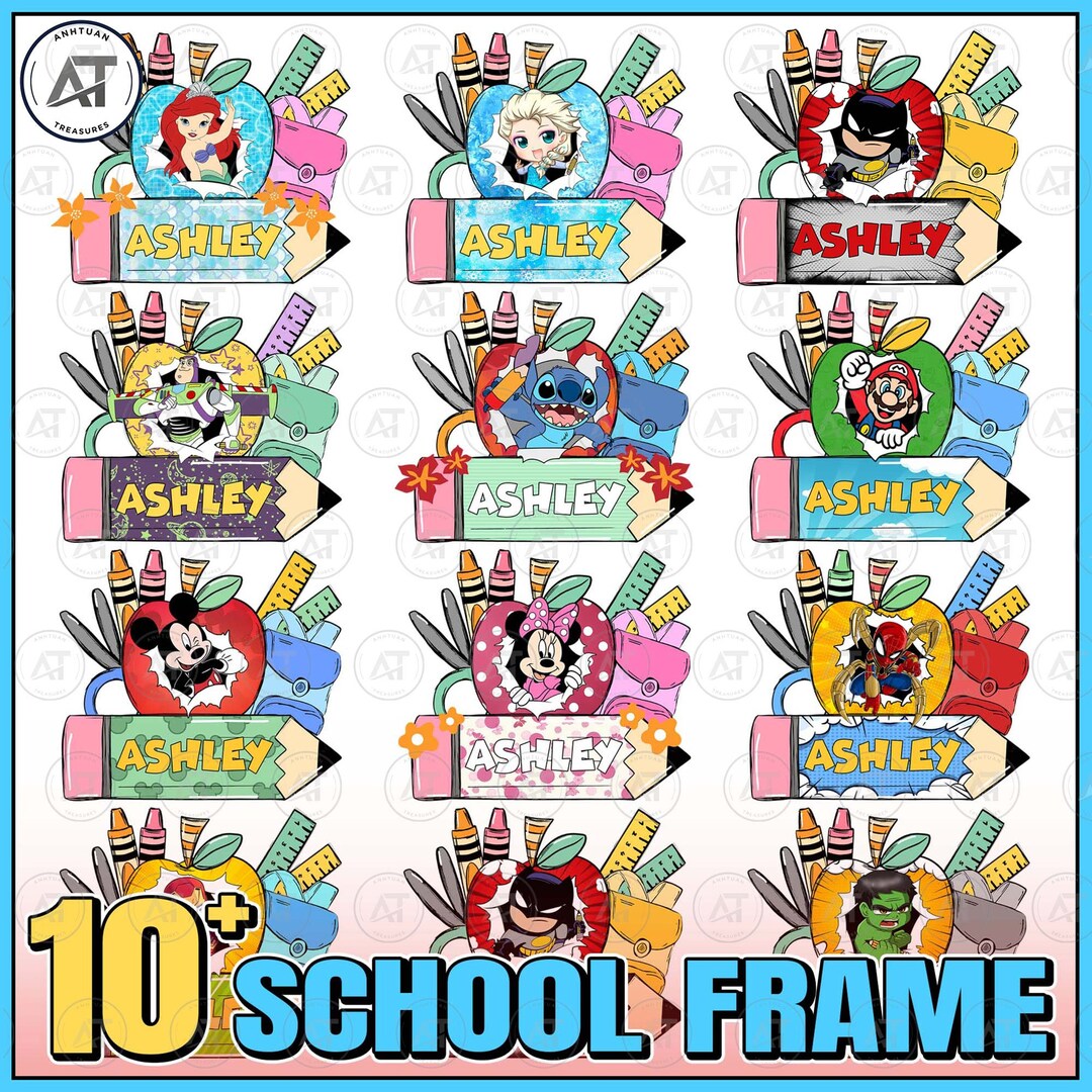 10 CUSTOM Cartoon Name Kids Png Bundle, Bright Dots Pencil Png, Custom ...