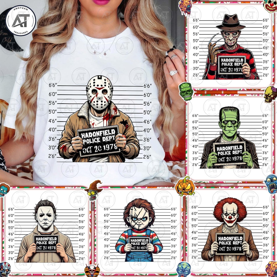 5 Horror Movie Killers Bundle Png, Friends Horror Characters Mugshot ...