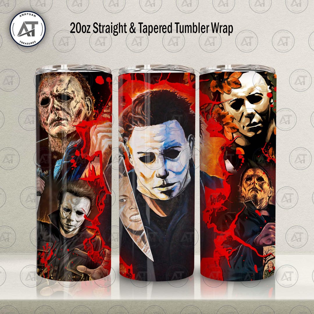 Horror Movie Character 20oz Skinny Tumbler Wrap, Retro Halloween ...