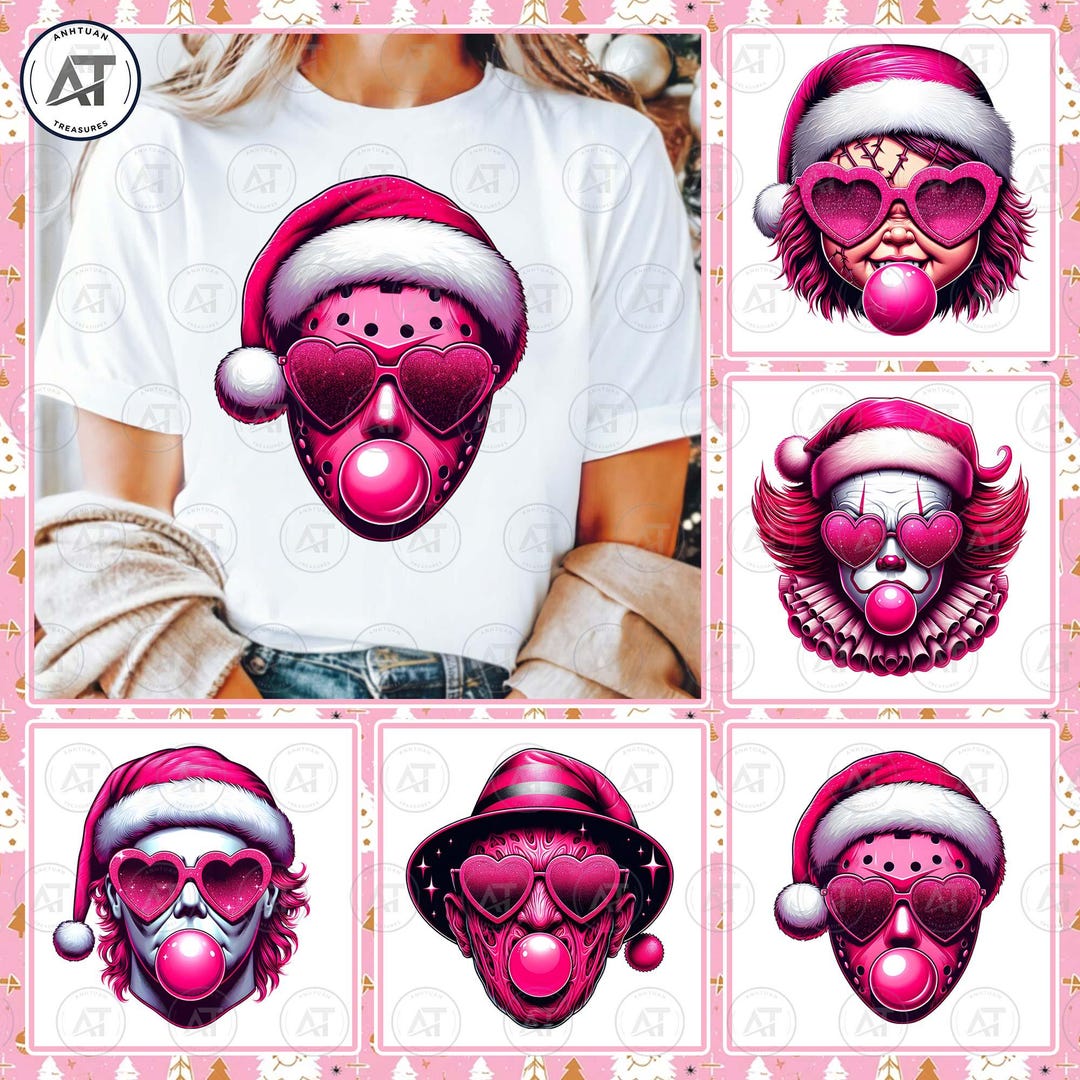 Pink Slasher Christmas Png Bundle, Horror Coquette Png, Merry Creepmas ...