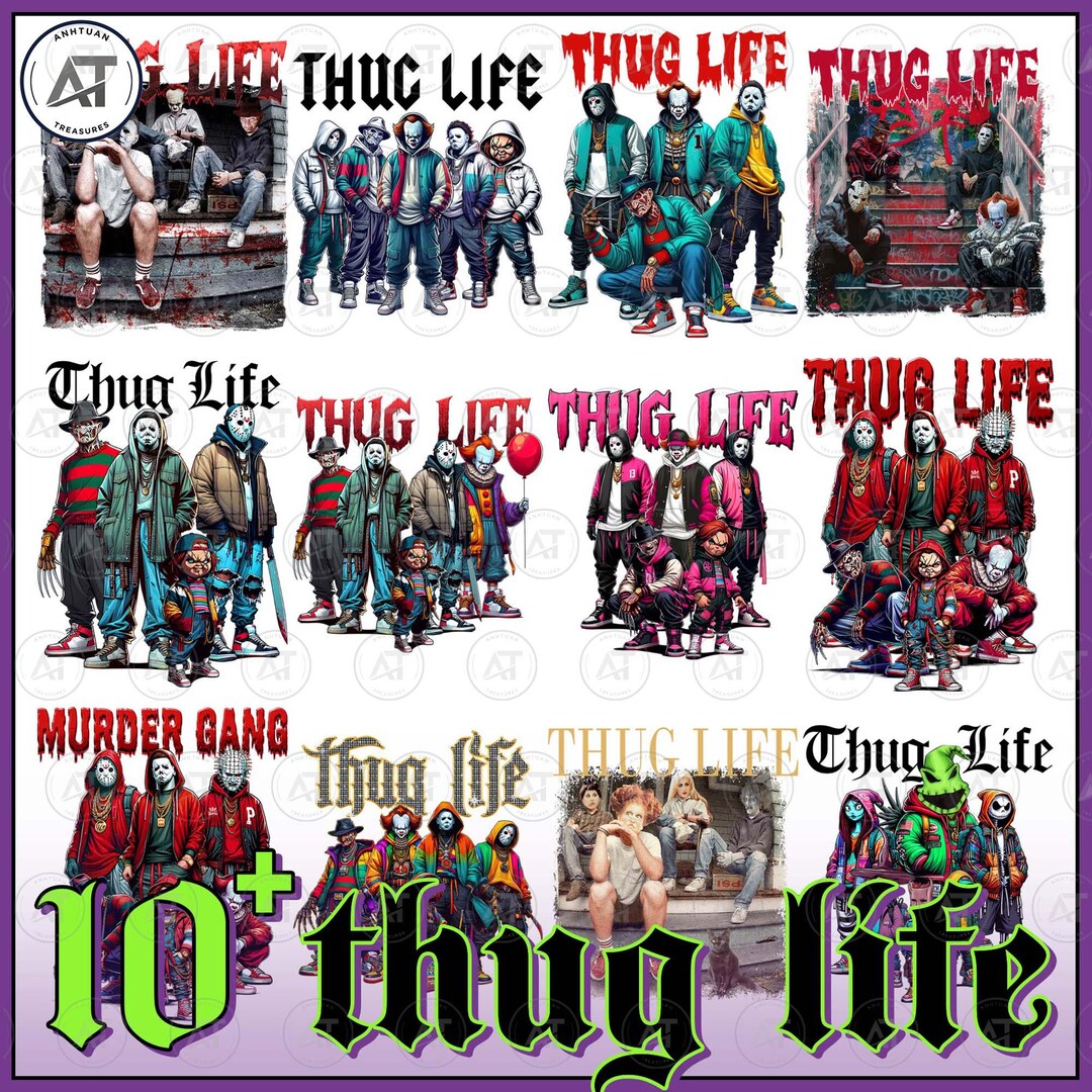 10 Thug Life Horror Movie Png Bundle, Halloween Horror Characters Png ...