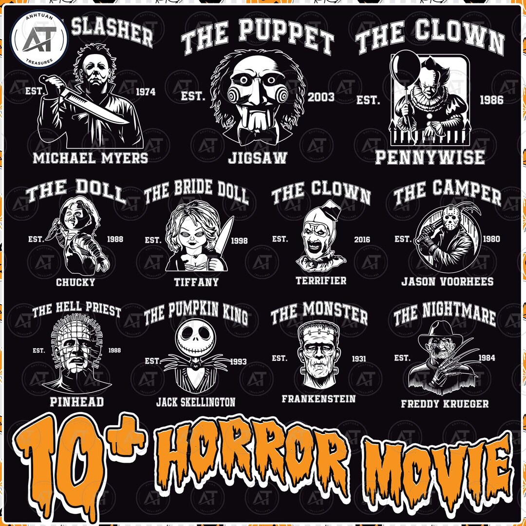 10 Horror Movie Bundle SVG PNG, Halloween Horror Svg, Horror Friends ...