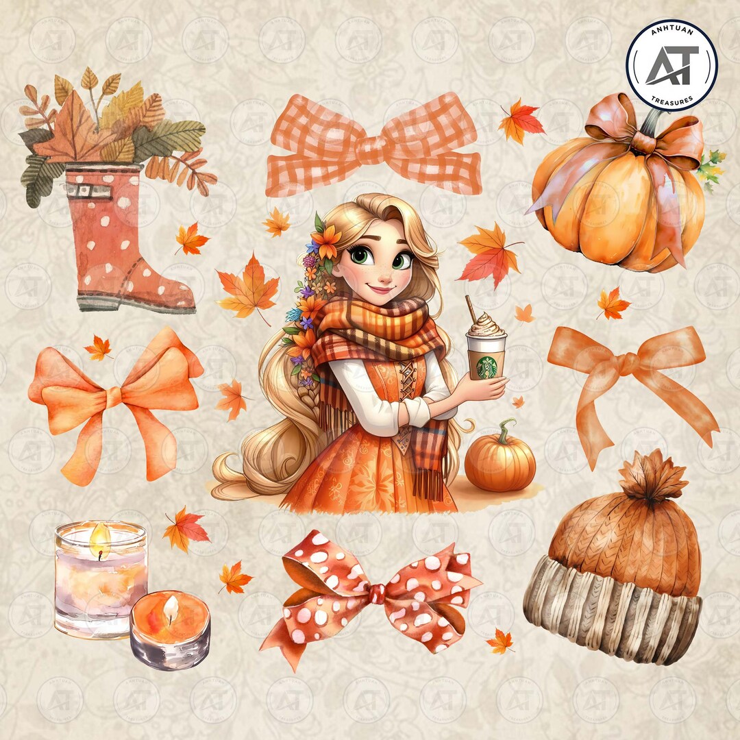 Fall Vibes Png, Coquette Princess Fall Png, Cartoon Fall Pumpkin Png, Pumpkin Spice Png ...