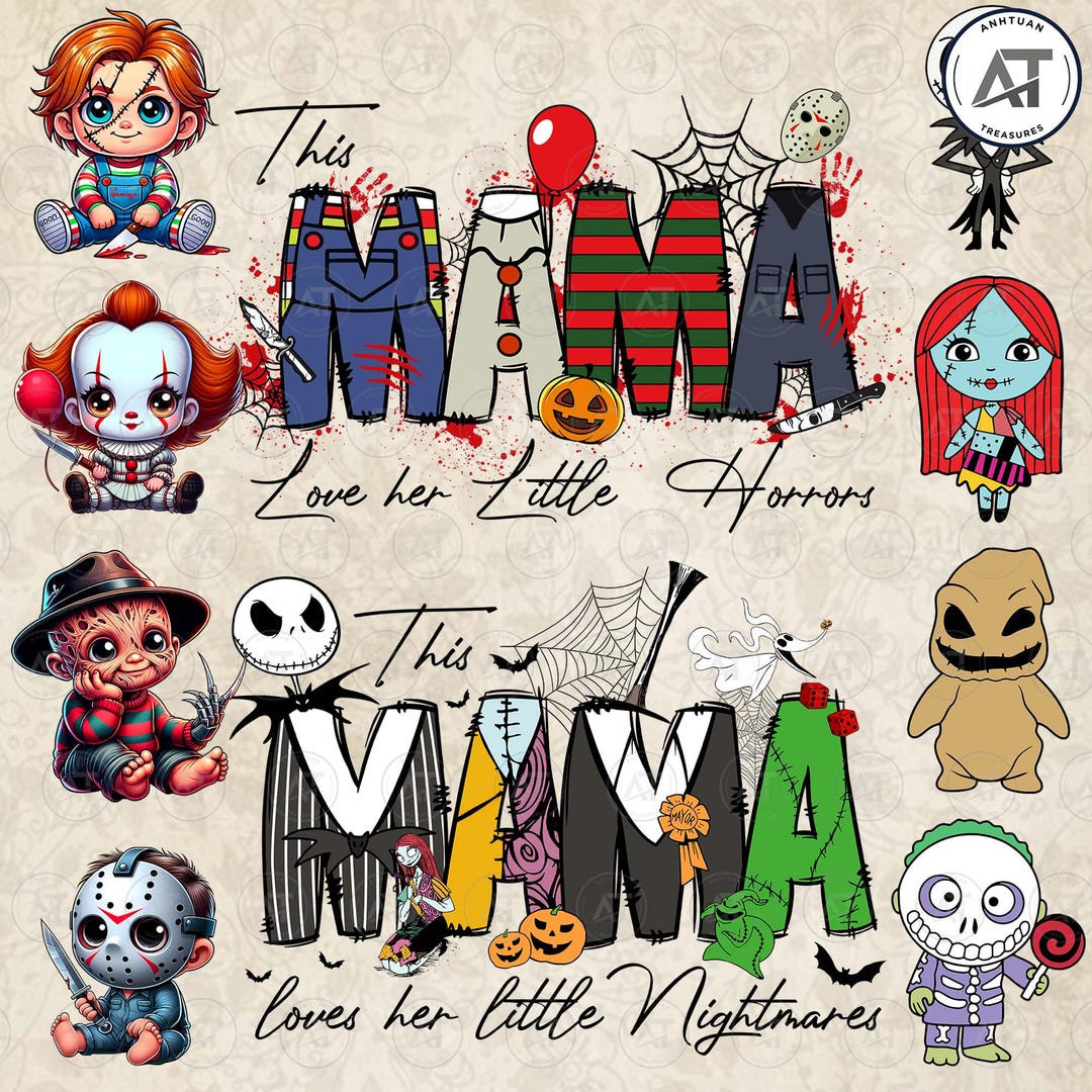 CUSTOM Horror Killers Mama Png, This Mama Love Her Nightmares Png ...