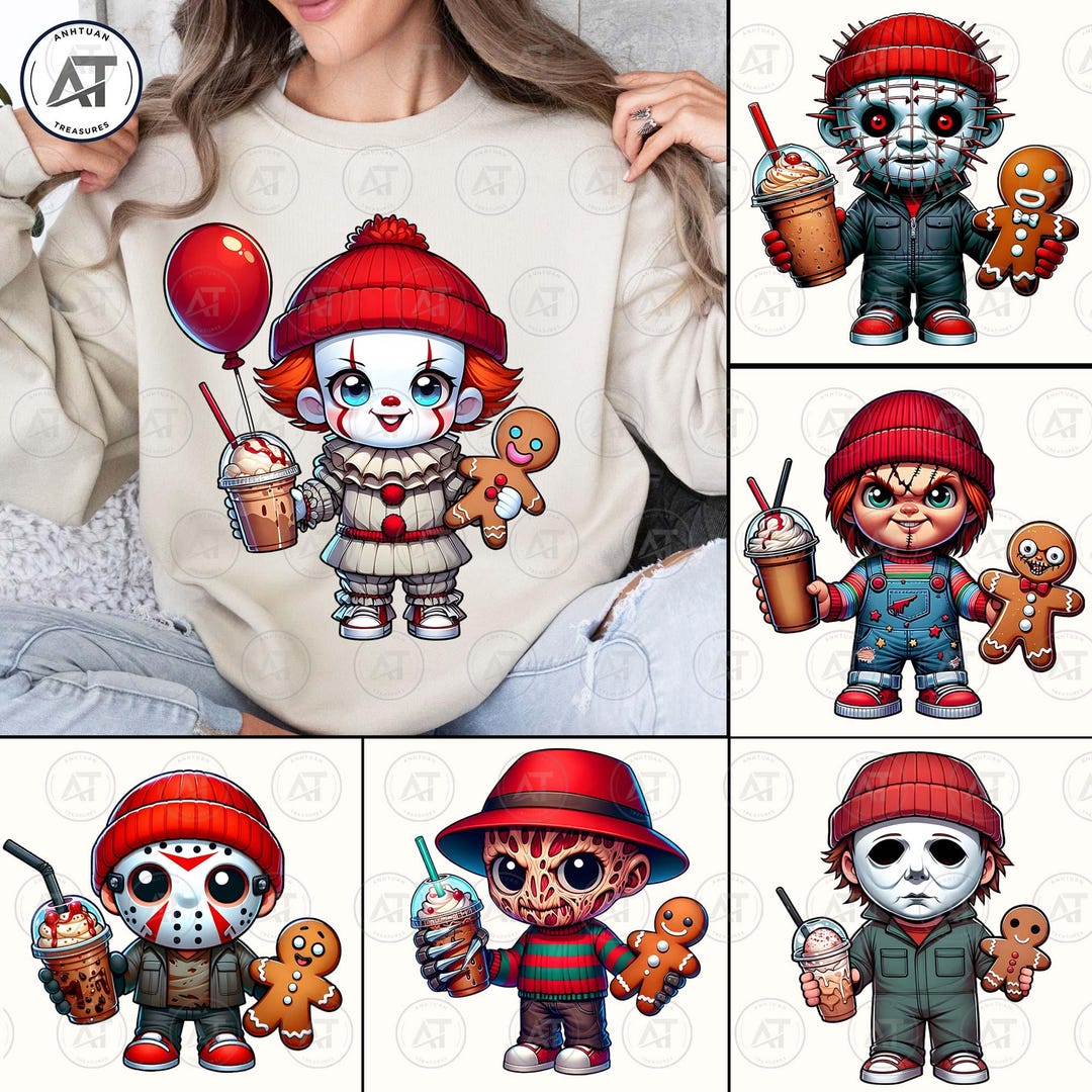 Christmas Horrors Png, Weihnachten Chibi Killers Freunde Png Bundle ...