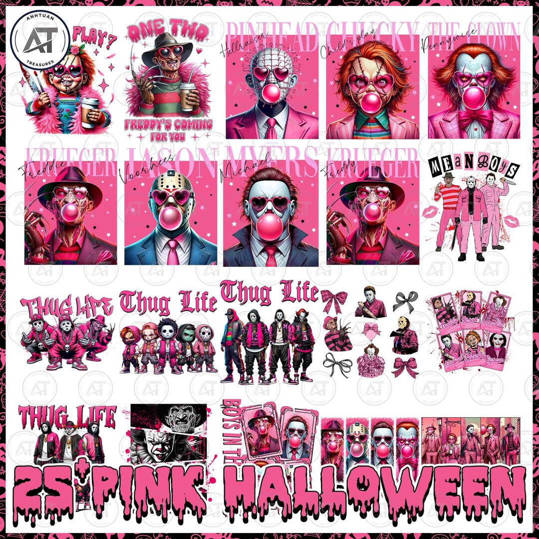 25 Pink Friends Horror Movie Png Bundle, Girls Movie Killer Png, Scary ...