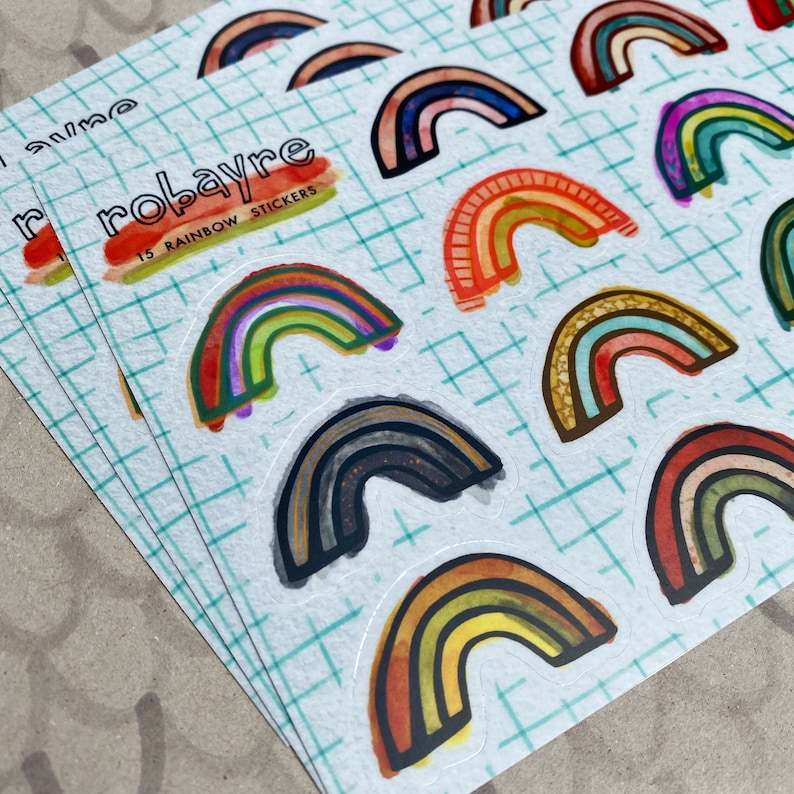 Robayre Rainbow Sticker Sheet 15 Rainbow Stickers | Etsy