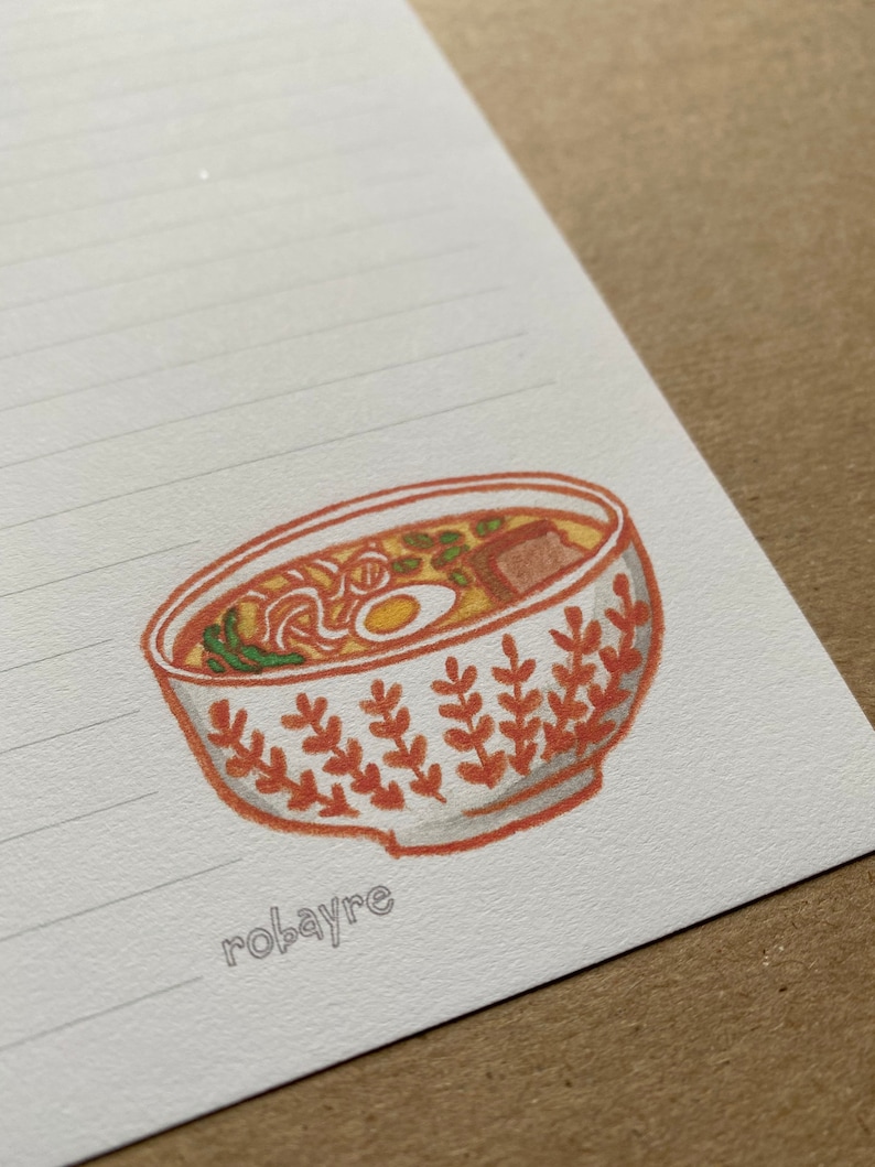 Ramen Illustration Stationery Paper Set, Letter Writing Paper and ...