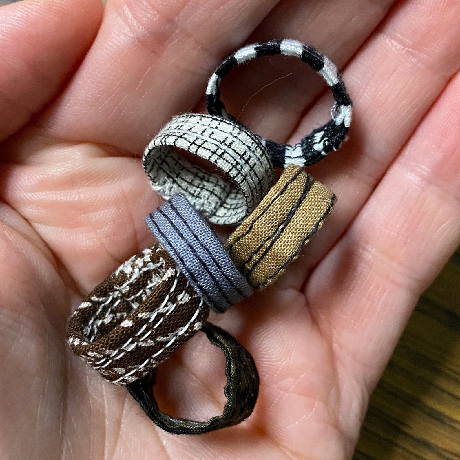 3 Quilted Fabric Rings - Etsy