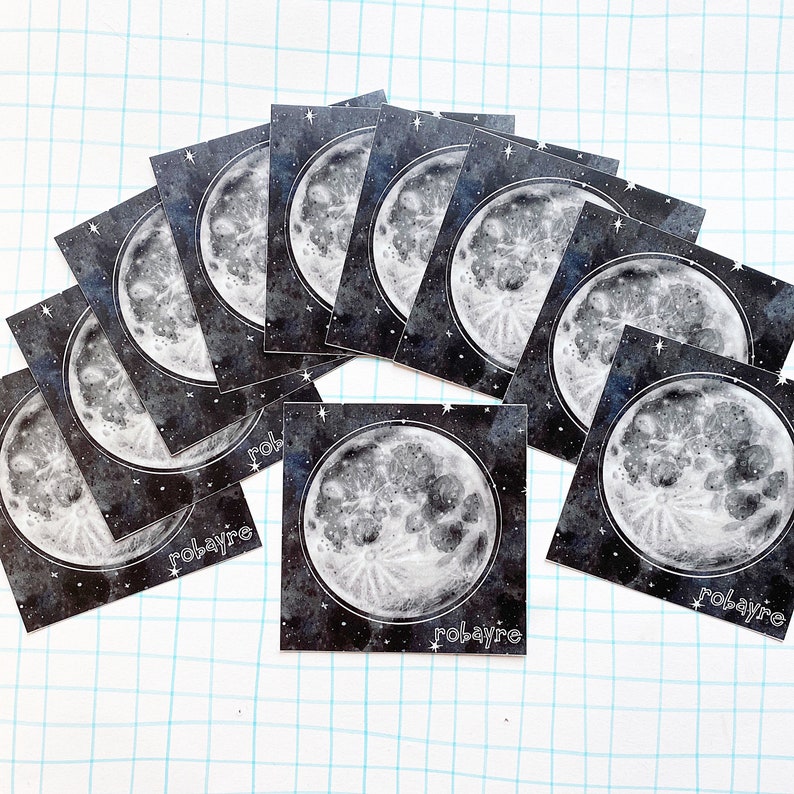 3 Inch Moon Sticker Vinyl Decal Kisscut Luna Selene Stella Robayre - Etsy