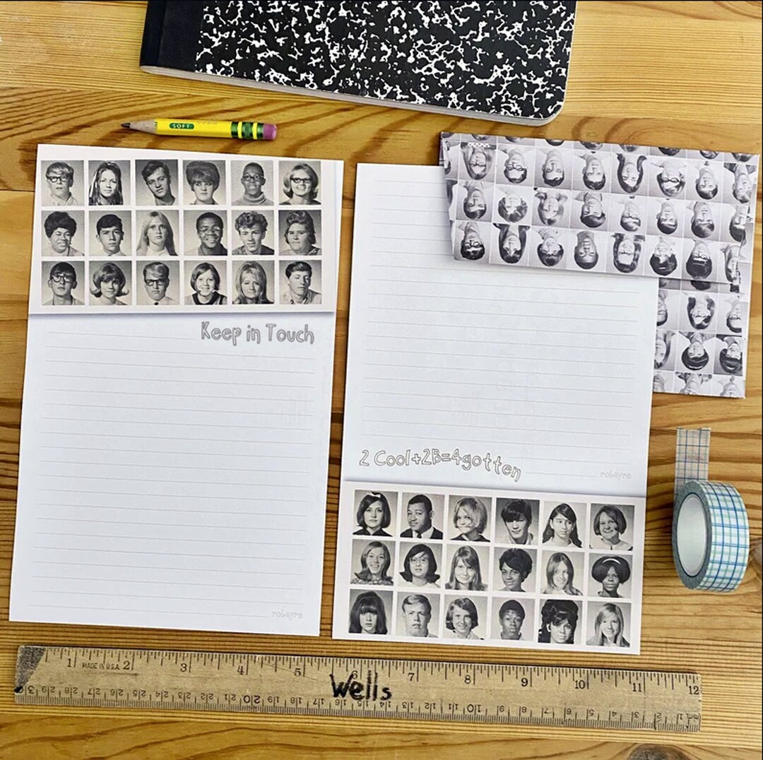Vintage Yearbook Stationery Paper Set, School Days Letter Writing Paper ...