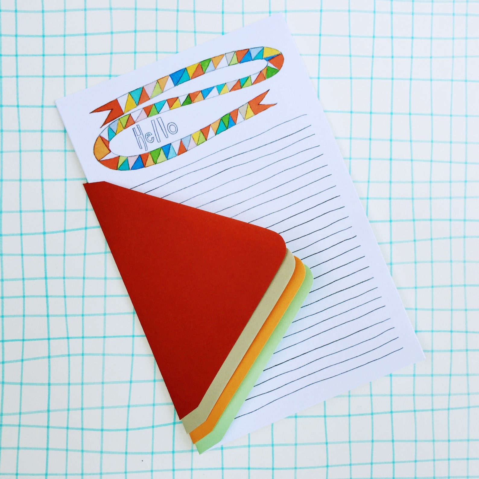 Hello Stationery Paper Set Watercolor Lined Letter Writing - Etsy