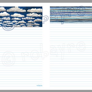 Blue Cloud Sky Stationery, Printable Download, Lined Note Paper PDF for ...