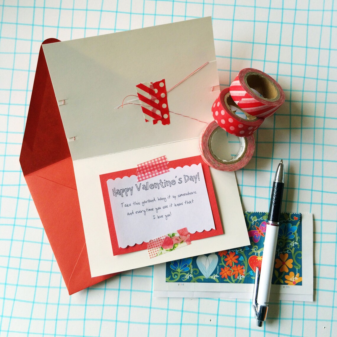 Valentine Card Felt Heart Garland Keepsake Luff You - Etsy