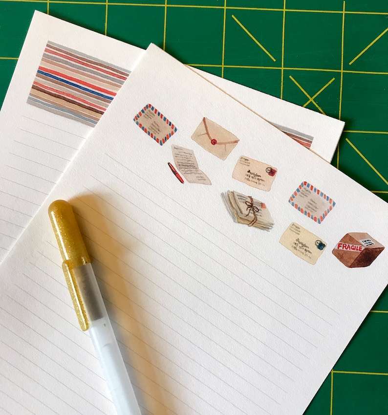 Printable Download Vintage Mail Stationery Lined Note Paper PDF for ...