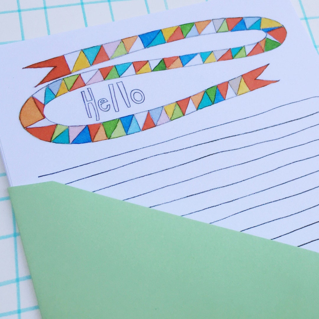 Hello Stationery Paper Set, Watercolor Lined Letter Writing Paper by ...