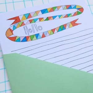 Hello Stationery Paper Set, Watercolor Lined Letter Writing Paper by ...