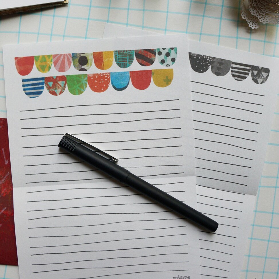 Printable Download Scallop Collage Stationery Lined Note Paper PDF for ...