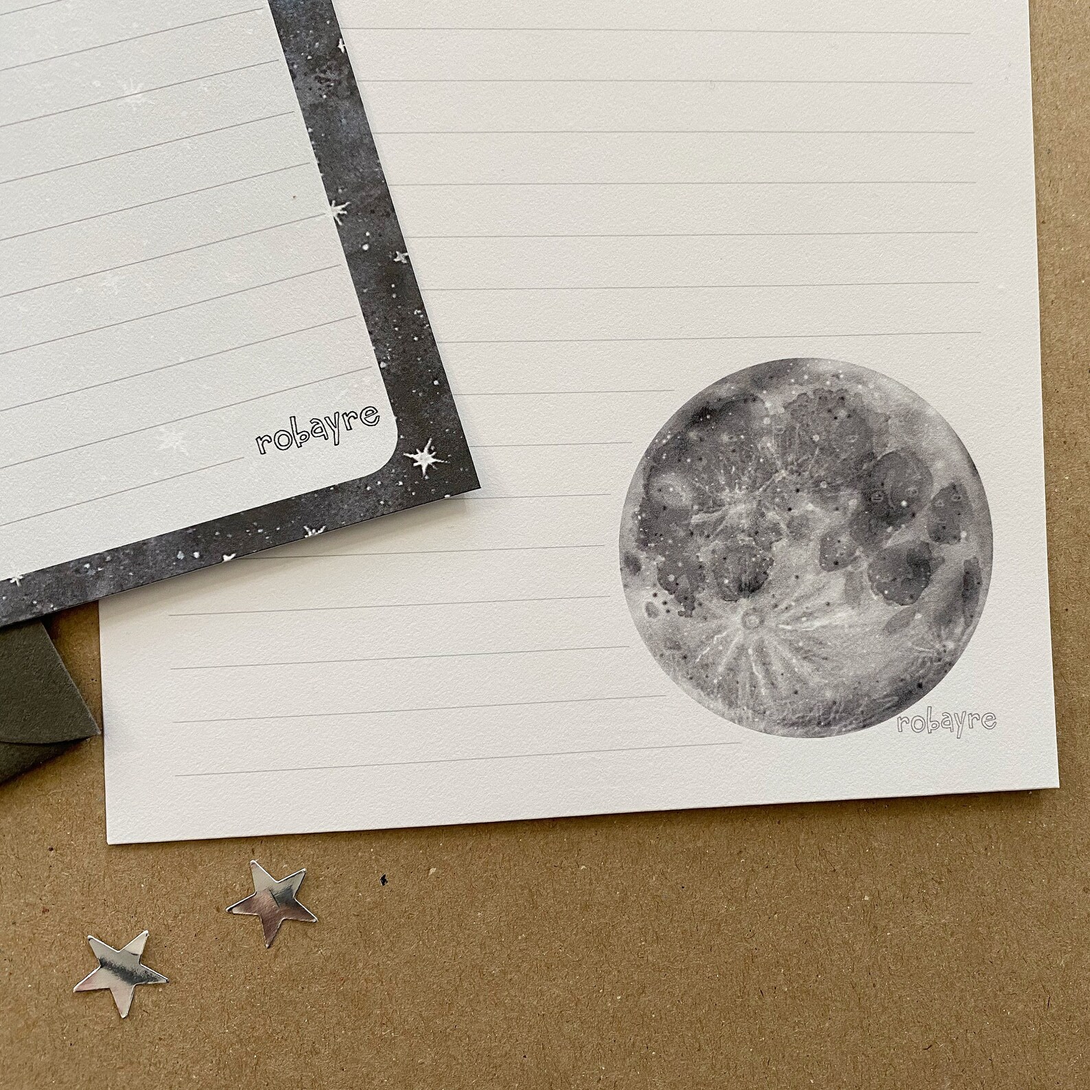 Watercolor Stars and Moon Letter Writing Paper and Envelope - Etsy