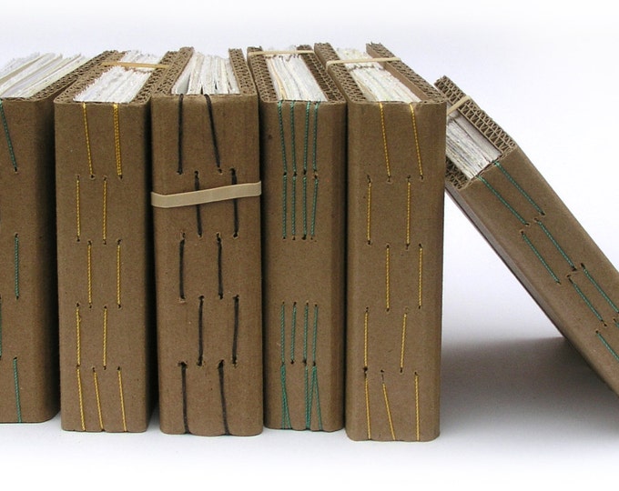 Cardboard Handbound Book Ephemera Paper Dark Brown Thread Binding - Etsy
