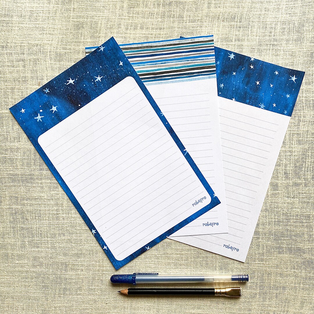 Printable Download Watercolor Starry Night Stationery Lined Note Paper ...