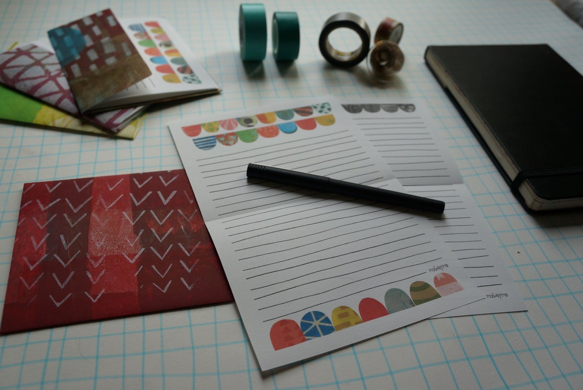 Scallop Collage stationery paper set letter writing pages and | Etsy