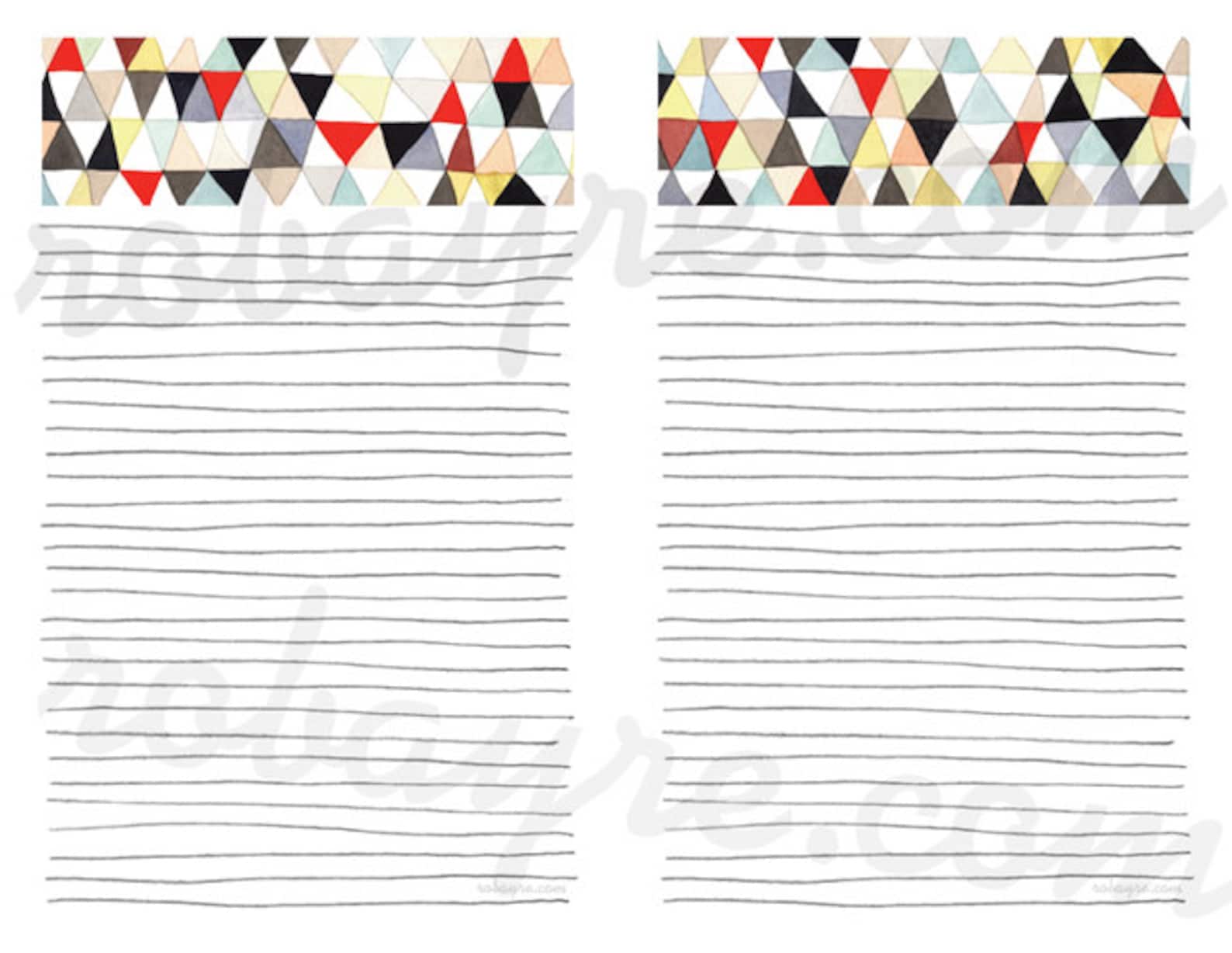 Printable Download Geometric Stationery Lined Note Paper PDF - Etsy