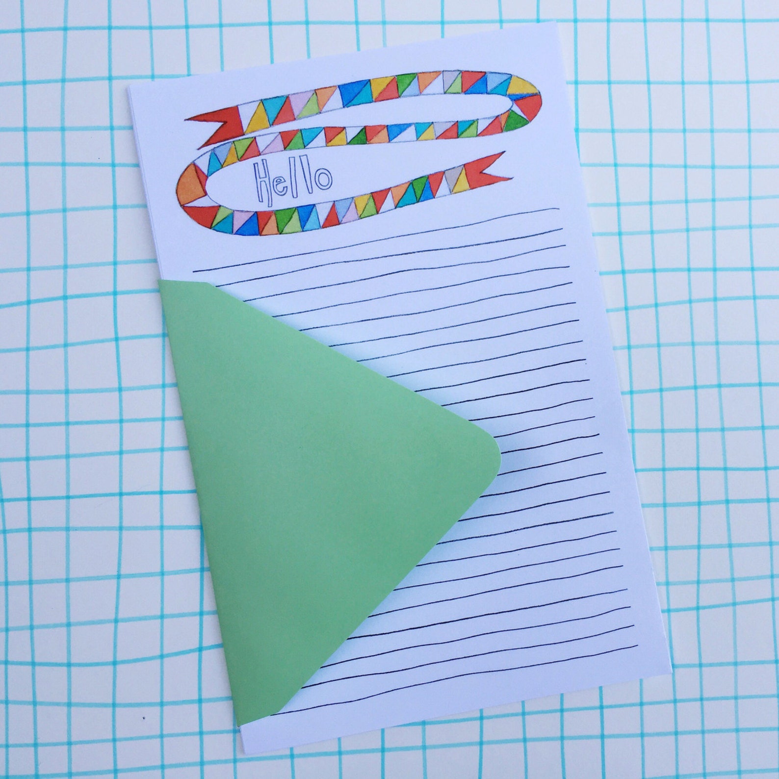 Hello Stationery Paper Set Watercolor Lined Letter Writing - Etsy