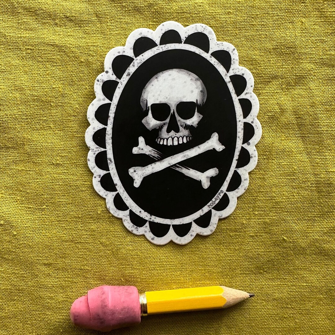 Skull and Crossbones Sticker Vinyl Decal Diecut Halloween Pirate ...