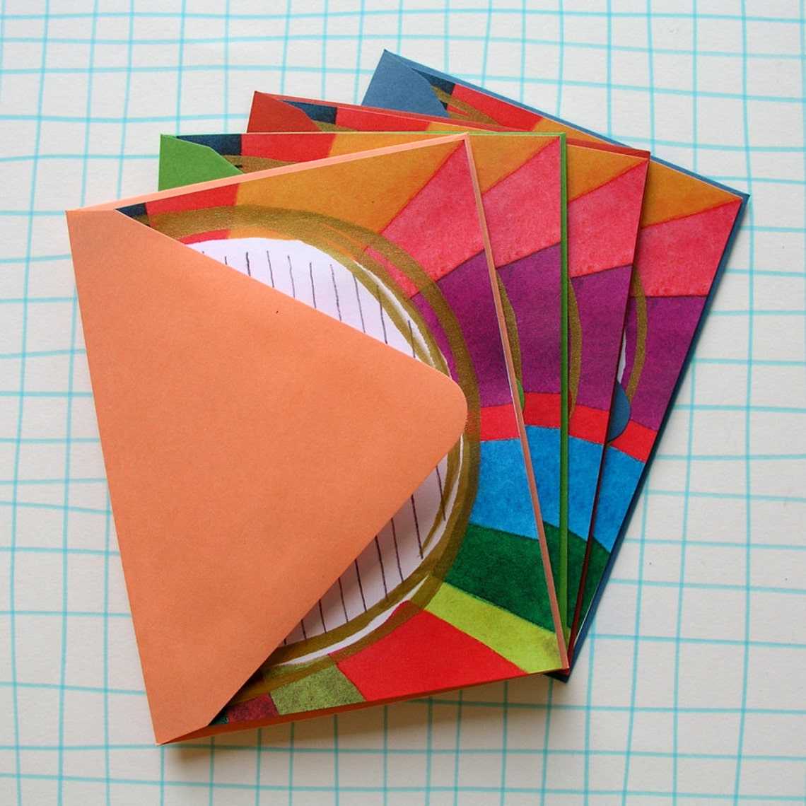 Rainbow Watercolor Silk Screened Gold Swoosh Letter Writing - Etsy