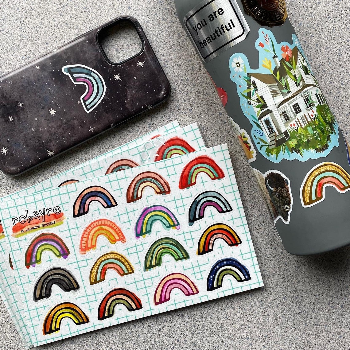 Robayre Rainbow Sticker Sheet 15 Rainbow Stickers | Etsy