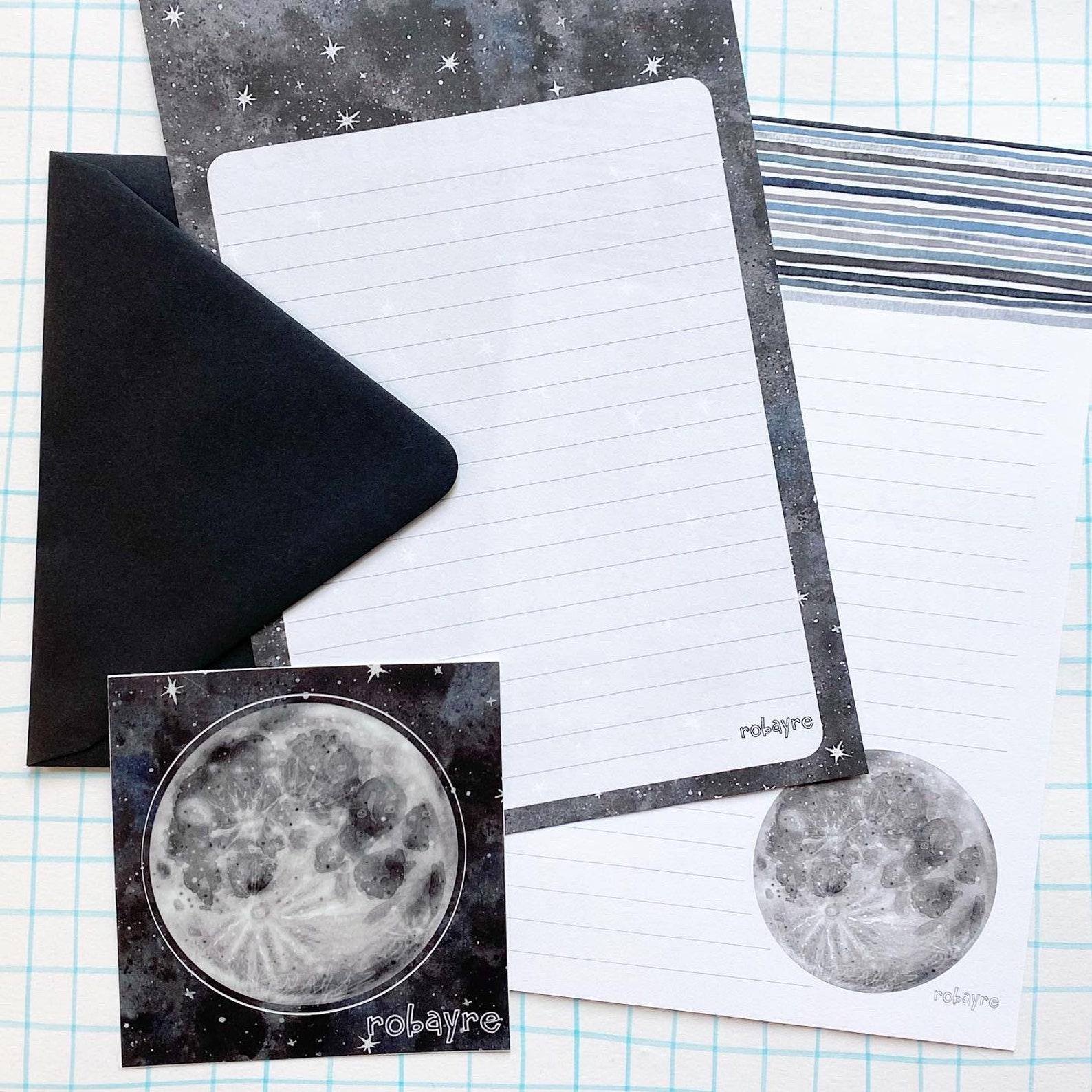 Watercolor Stars and Moon Letter Writing Paper and Envelope - Etsy