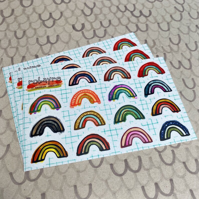 Robayre Rainbow Sticker Sheet 15 Rainbow Stickers | Etsy