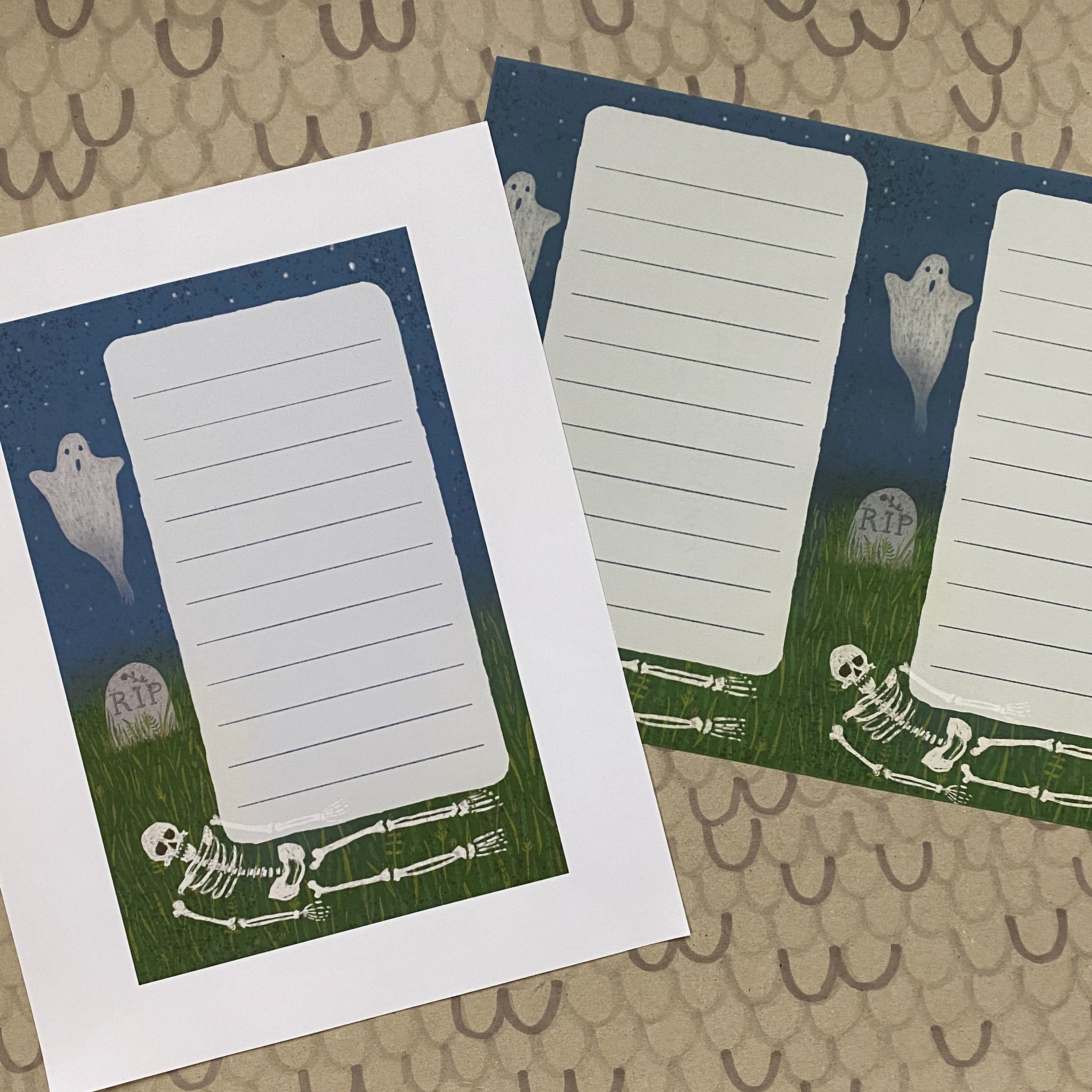Printable Download Skeleton Ghost Graveyard Stationery Sheet by Robayre ...