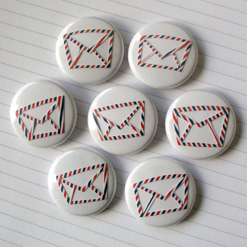Mail Button Airmail Badges Set Letter Write Mail - Etsy