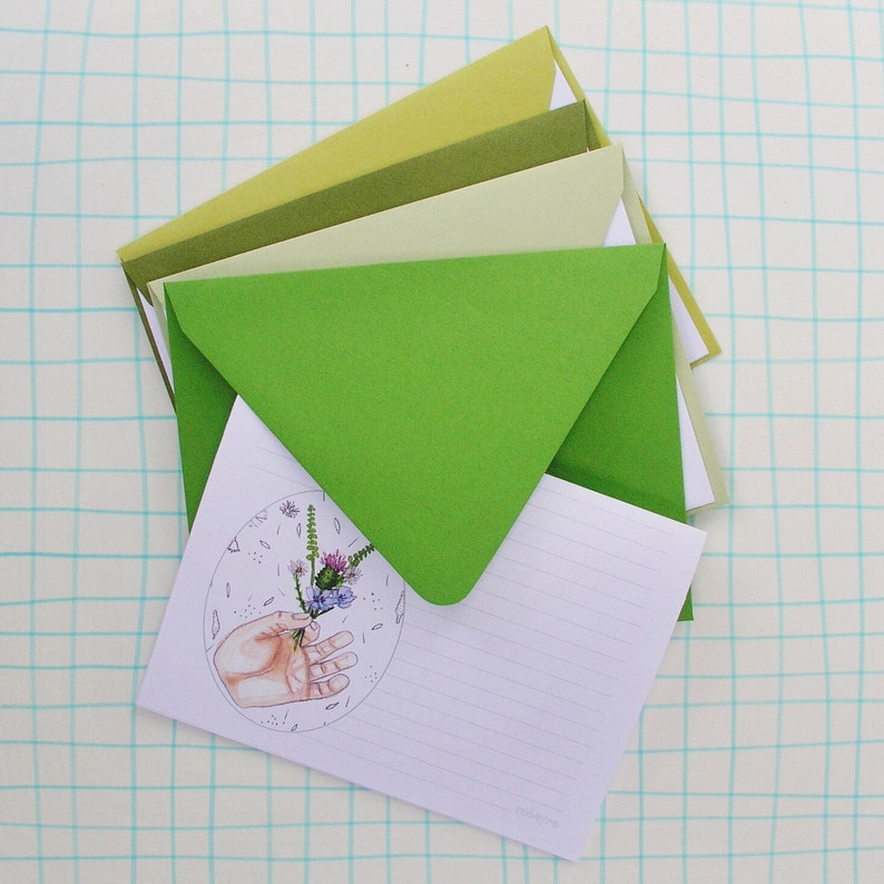 Tiny posie bouquet Stationery Paper Set illustrated | Etsy