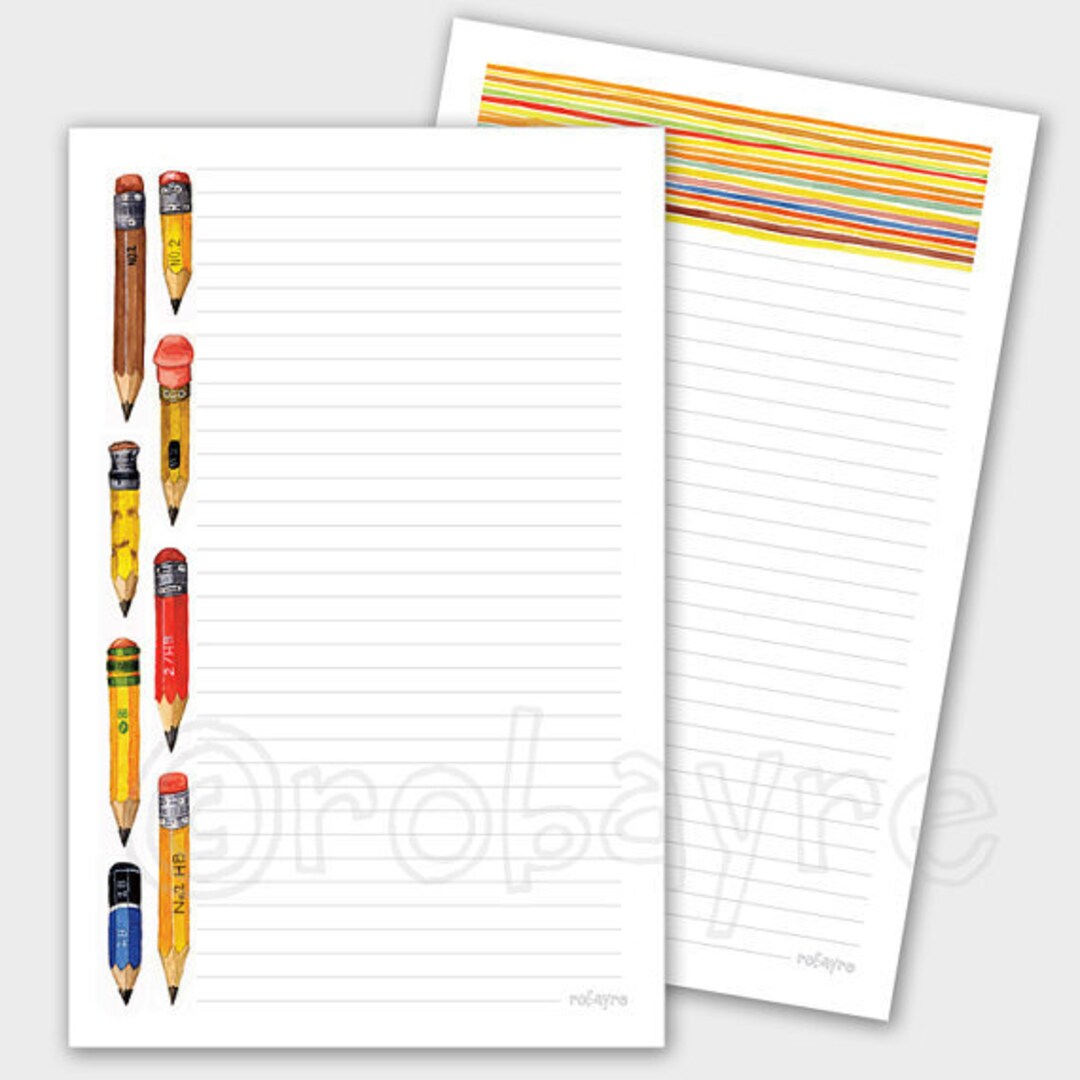 Printable Download Little Pencil Stationery Lined Note Paper PDF for ...