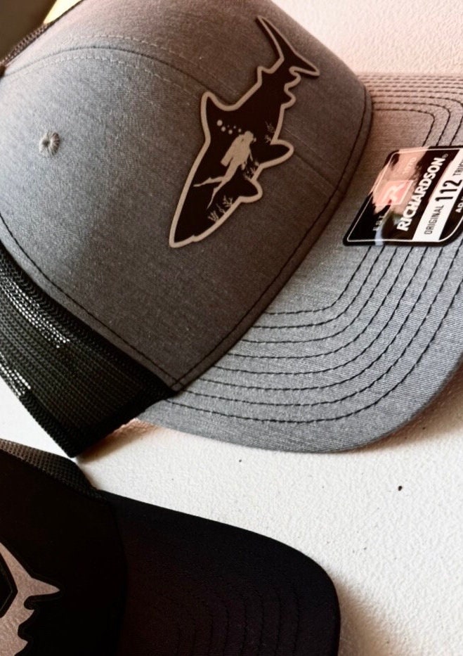 Scuba Diver Shark Hat grey and Black With Black Shark - Etsy