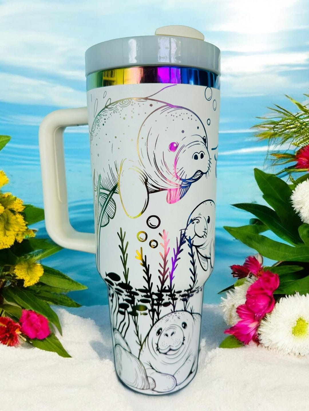 Multicolor Manatee (full Wrap) Tumbler, 40oz W/ FREE Manatee Stanley ...