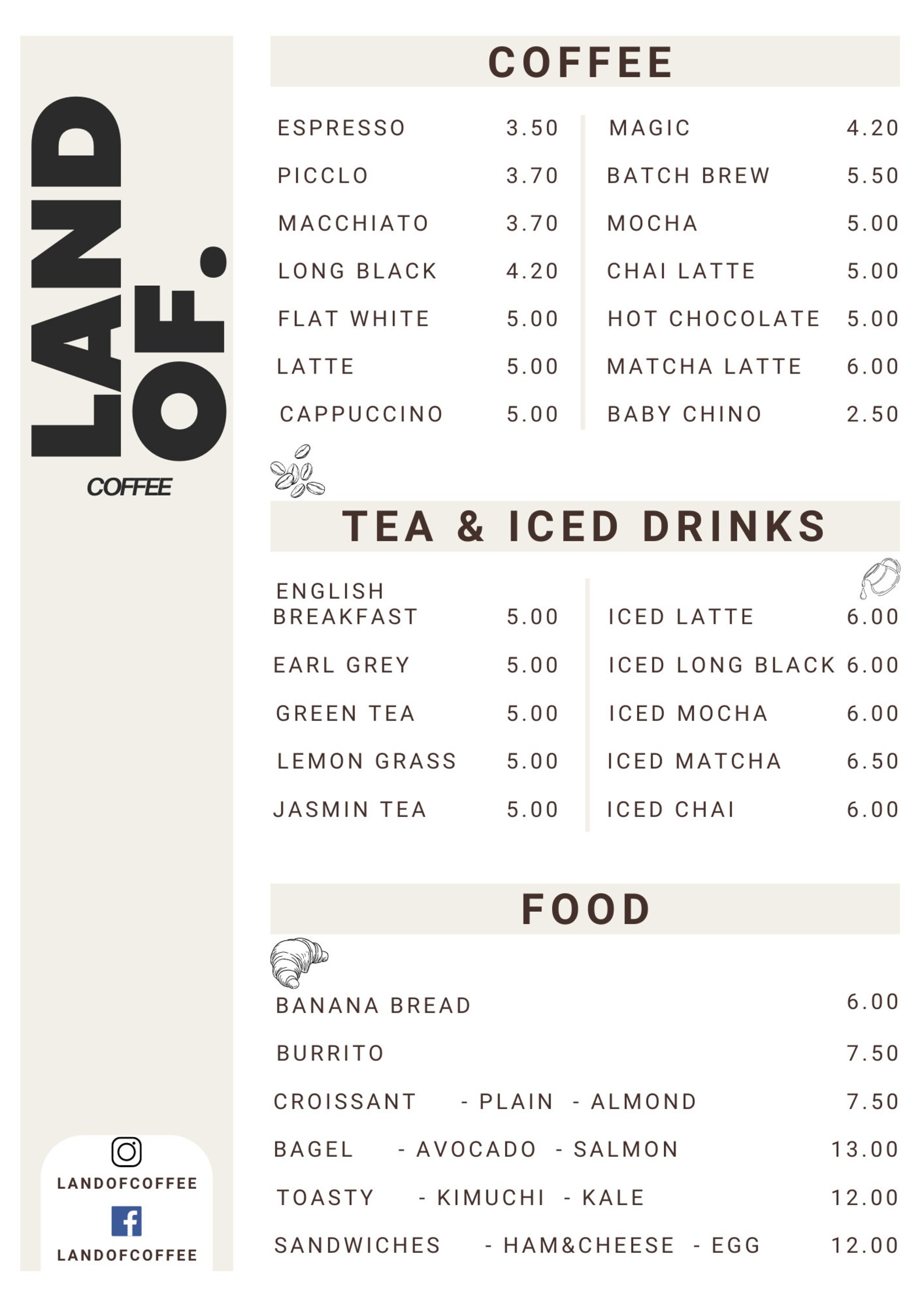 Cafe Menu Canva Template, Minimalist Coffee Shop Menu Editable Template ...