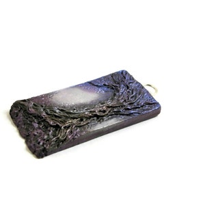 Tree of Life Sculpted Polymer Clay Rustic Woodland Purple Brown Silver ...