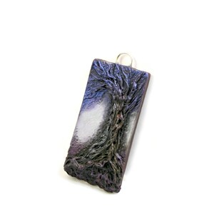 Tree of Life Sculpted Polymer Clay Rustic Woodland Purple Brown Silver ...